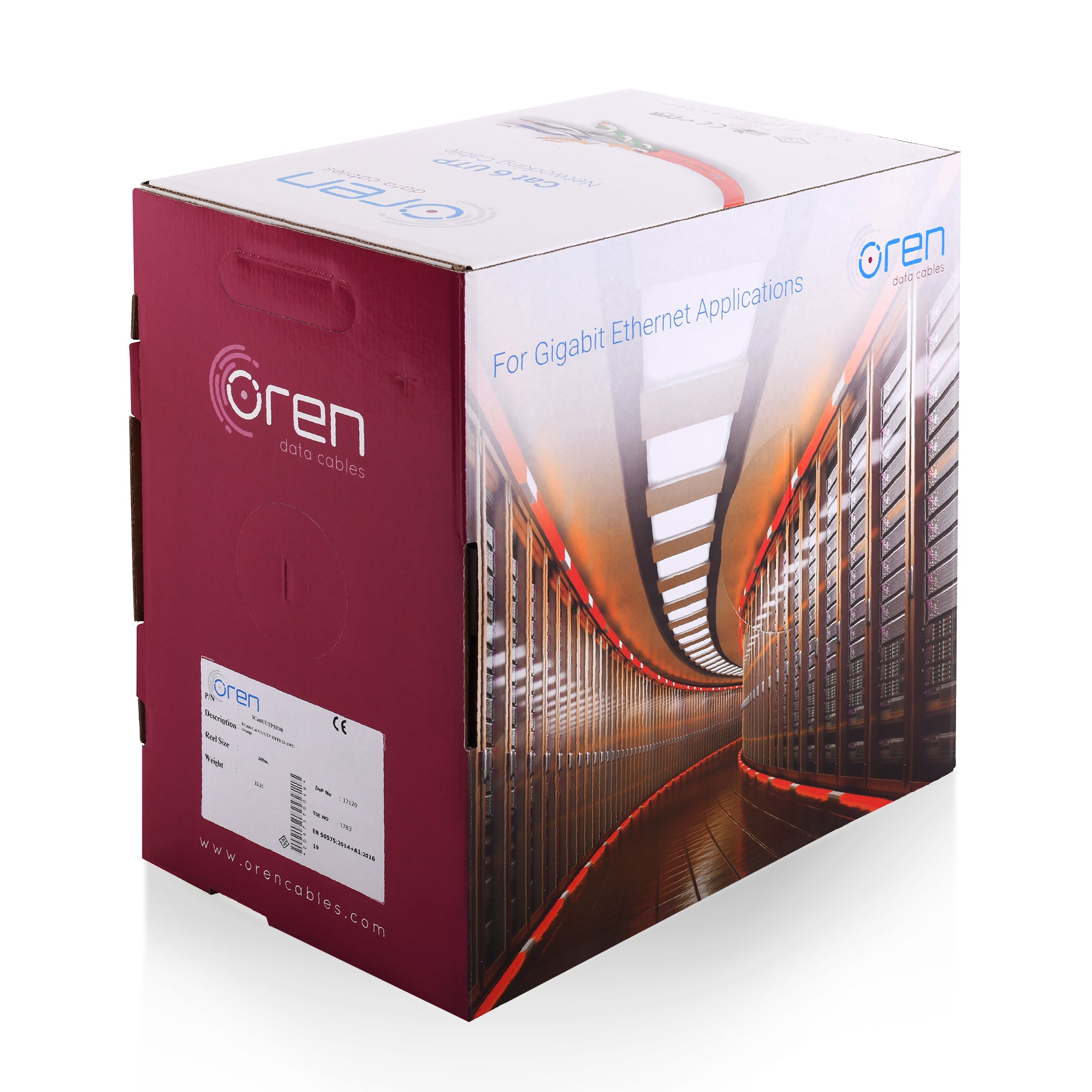 Oren CAT6 305m Ethernet Cable - 23 AWG - Pure Copper Wire - 400 MHz Ba
